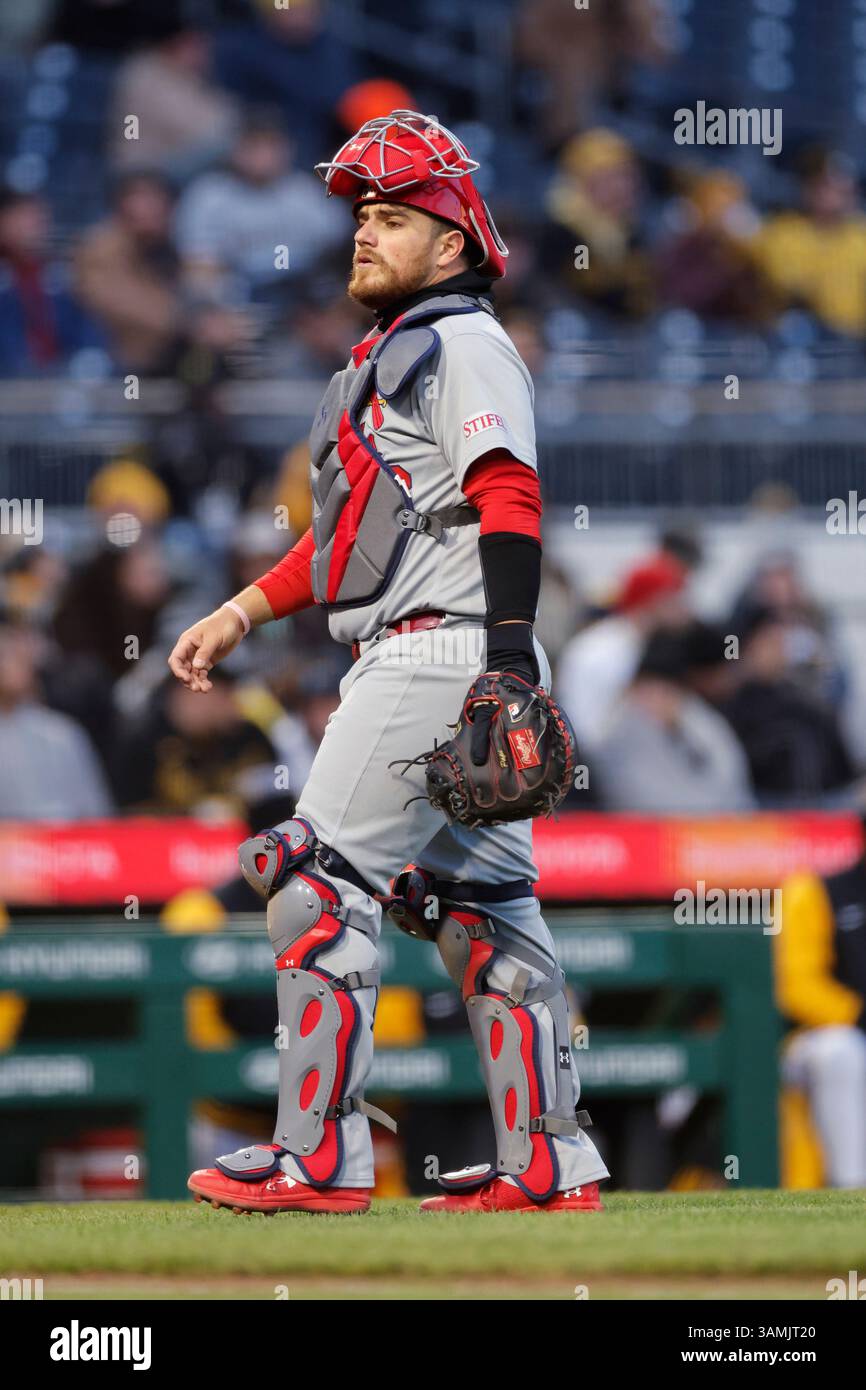 PITTSBURGH, PA - APRIL 08: St. Louis Cardinals catcher Pedro Pagés (43 ...