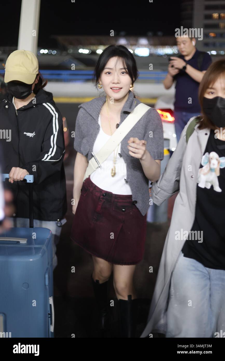 Chinese actress Lu Yuxiao appears at the airport in Shanghai, China, 11 ...