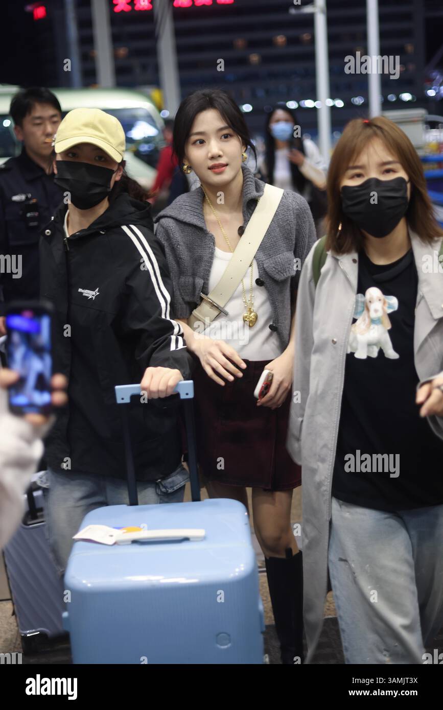 Chinese actress Lu Yuxiao appears at the airport in Shanghai, China, 11 ...