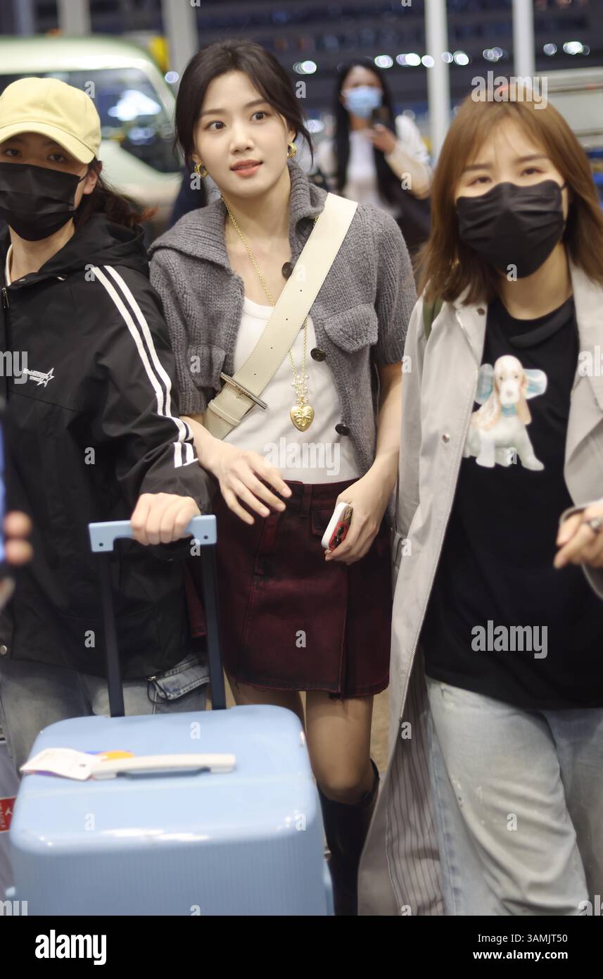 Chinese actress Lu Yuxiao appears at the airport in Shanghai, China, 11 ...