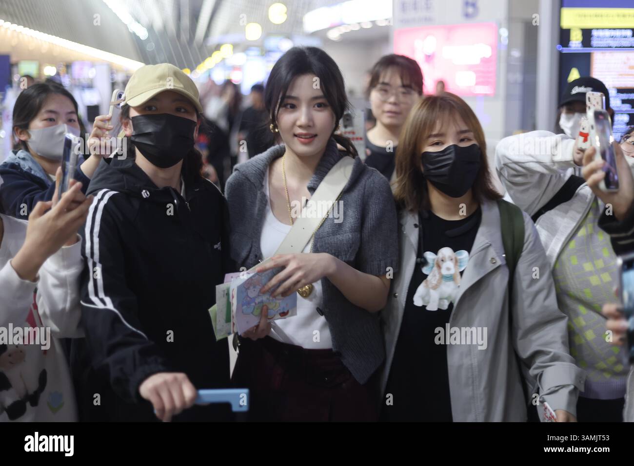 Chinese actress Lu Yuxiao appears at the airport in Shanghai, China, 11 ...