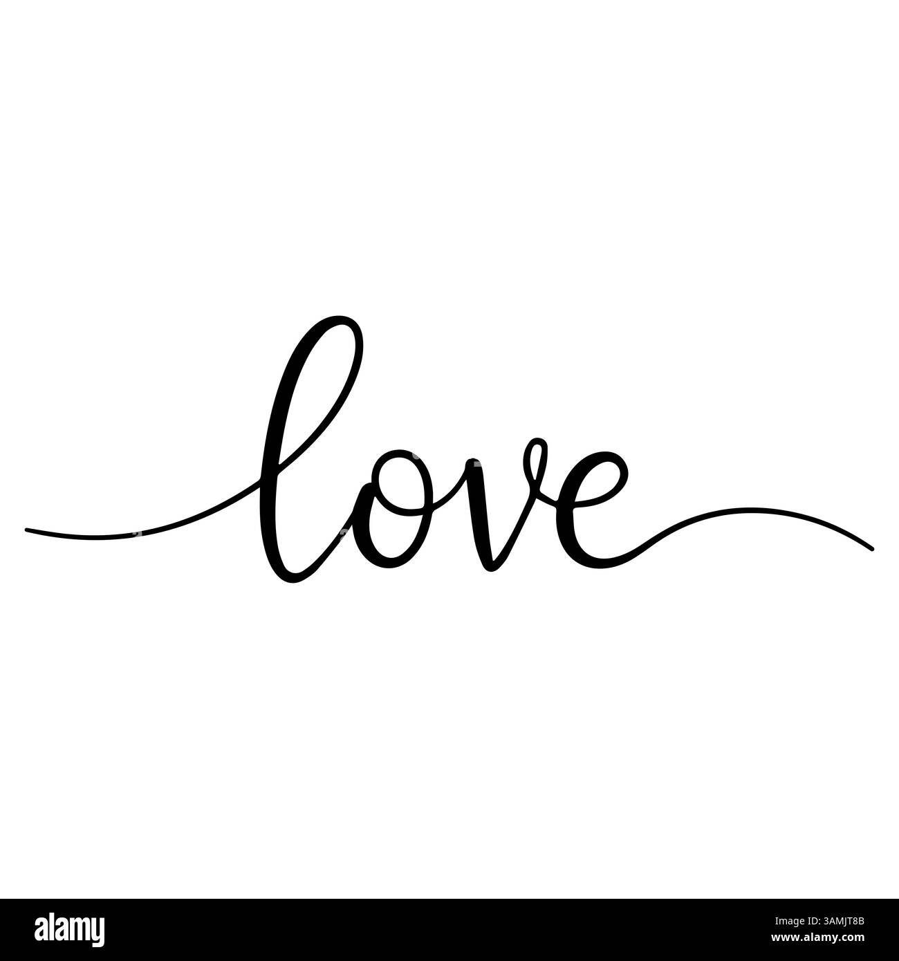 Elegant Script Love Word, Art for Romantic Designs Stock Vector Image ...