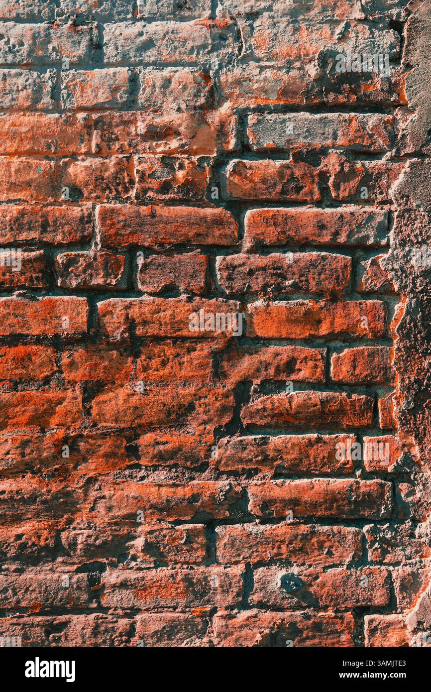 Texture of an old worn brick wall as background, vertical image Stock ...