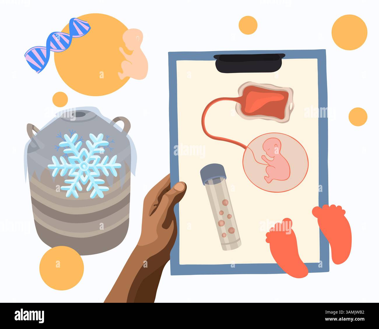 Vector isolated illustration of cord blood freezing. Stem cell cryobank ...
