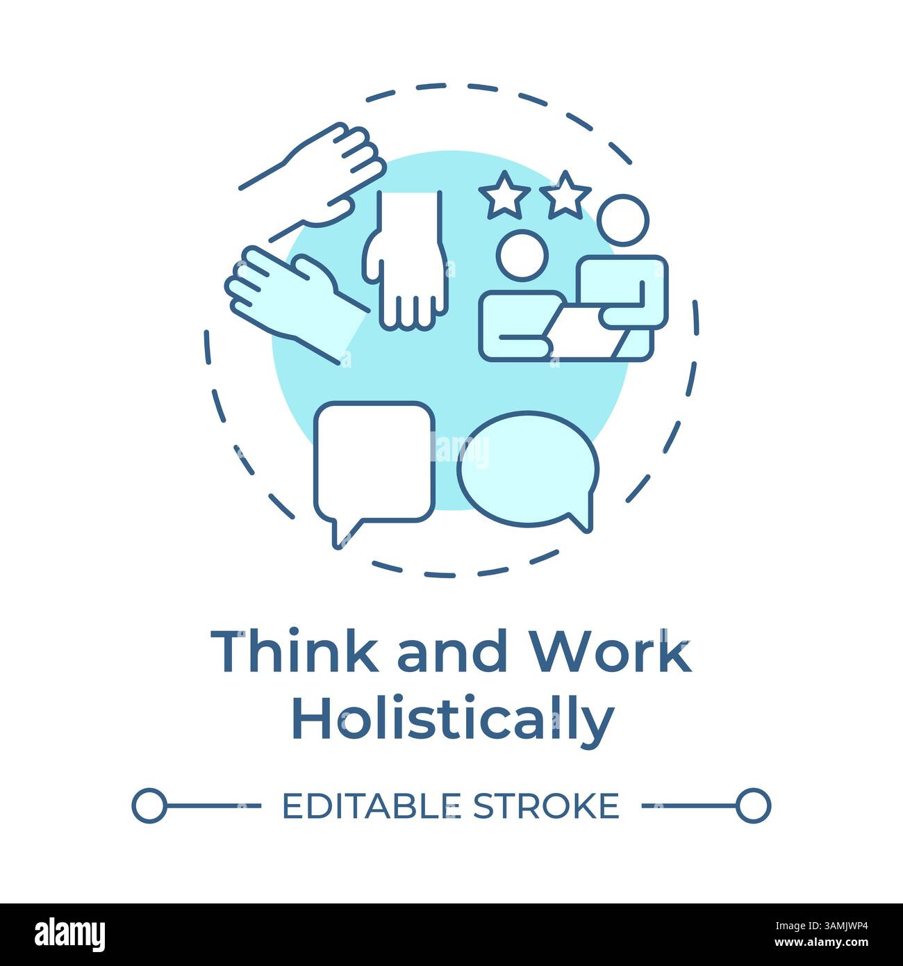 Think and work holistically soft blue concept icon Stock Vector Image ...