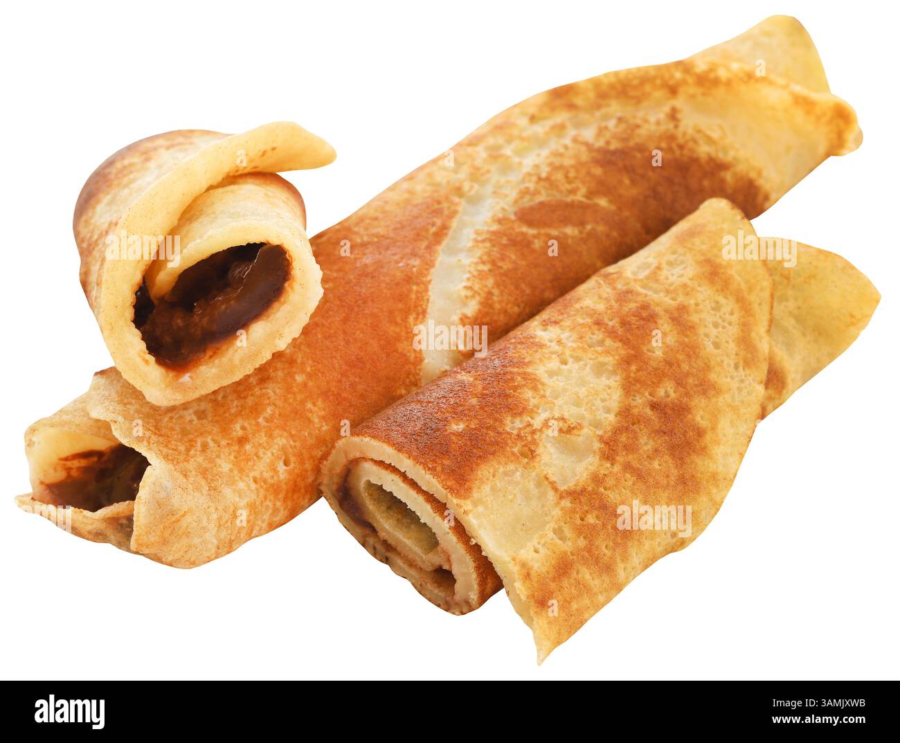 Rolled chocolate pancake freshly baked Stock Photo - Alamy