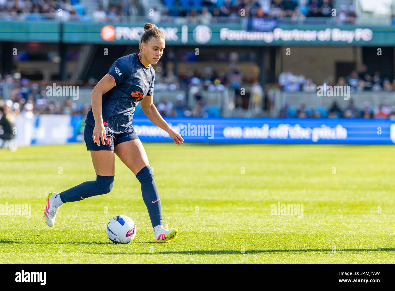 SAN JOSE, CA - APRIL 13: Karlie Lema #5 of Bay FC dribbles the ball ...