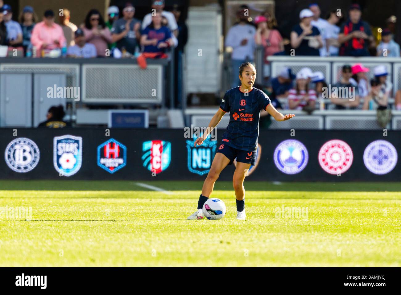SAN JOSE, CA - APRIL 13: Caprice Dydasco #3 of Bay FC controls the ball ...