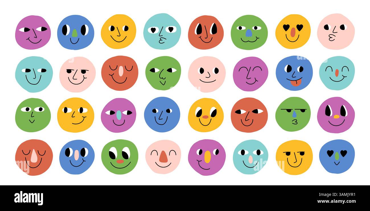 Groovy retro smile stickers Cut Out Stock Images & Pictures - Alamy