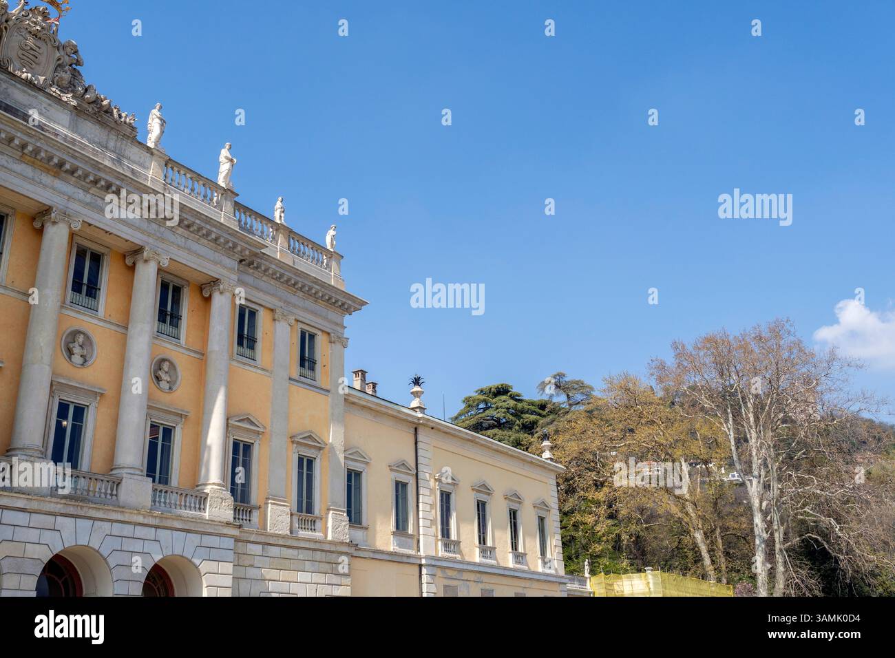Como, Italy - April 4, 2025: View of Villa Olmo from the garden at lake ...