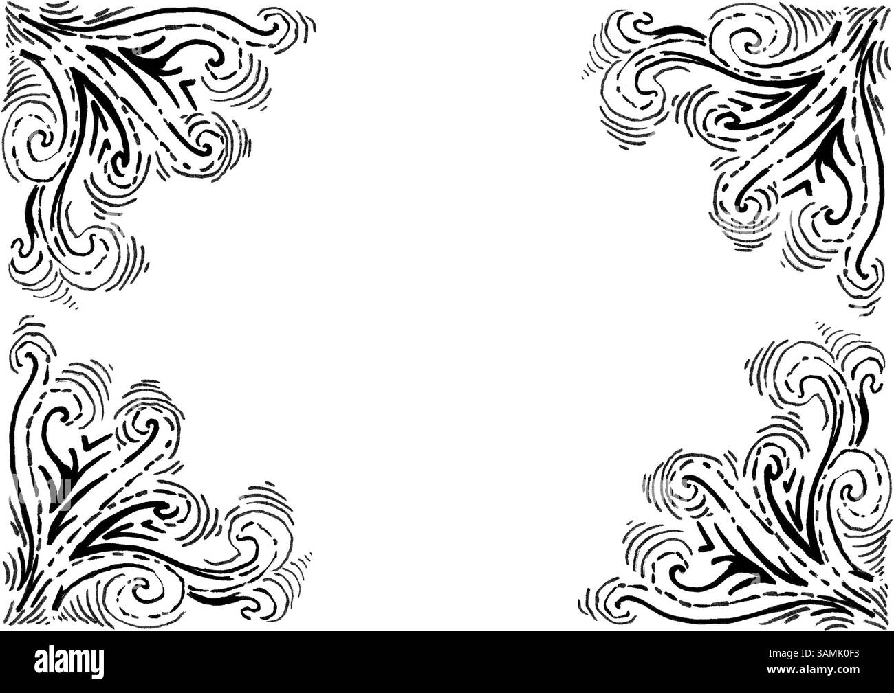Horizontal frame. Ornament of curls, curved lines, dashes and other ...