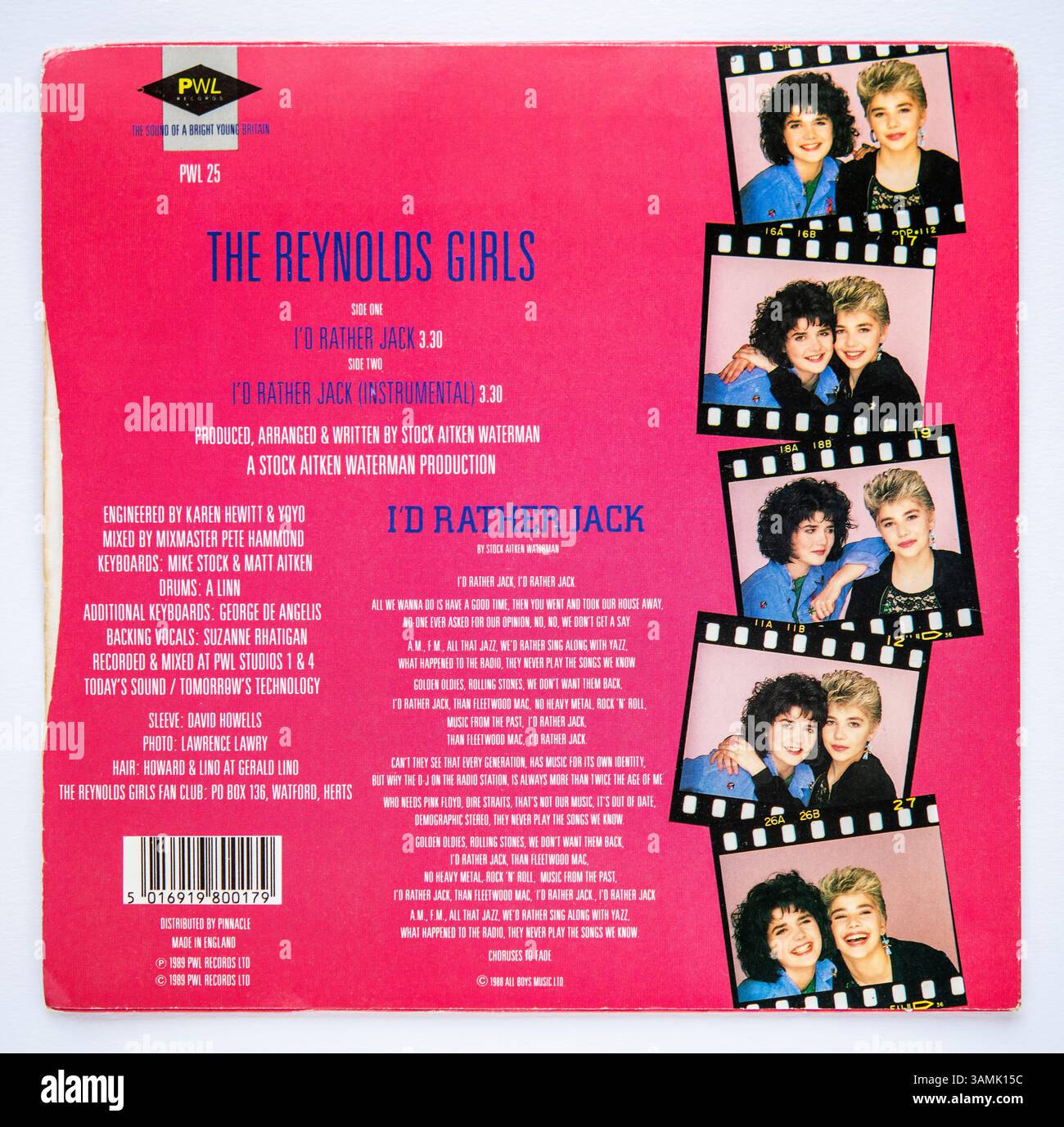 Back cover of the seven inch single version of I'd Rather Jack by The ...