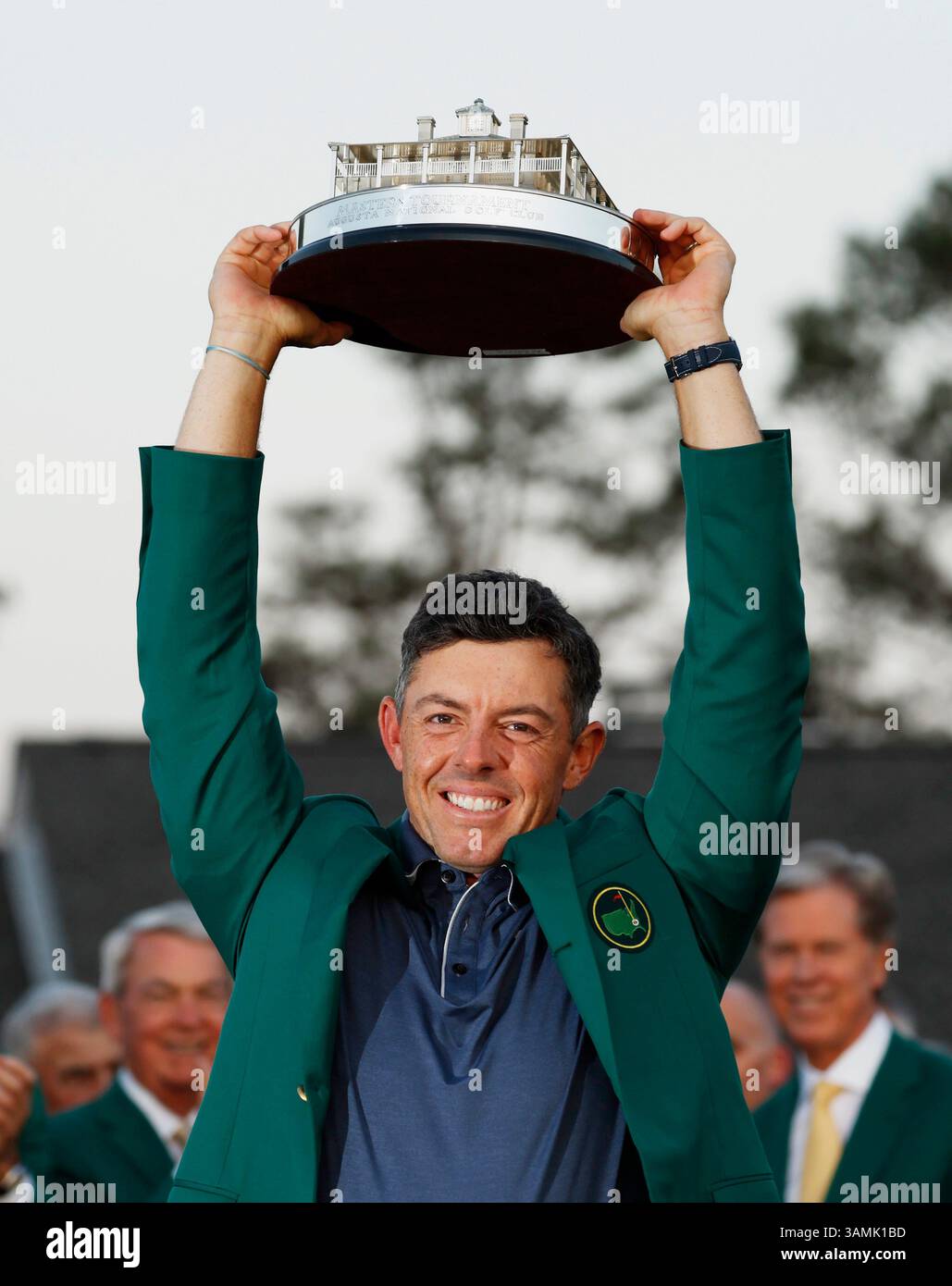 Augusta, United States. 13th Apr, 2025. Rory McIlroy of Northern holds ...