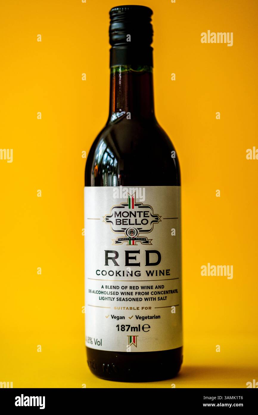 London UK, April 13 2025, Bottle of Monte Bello Red Cooking Wine Stock ...