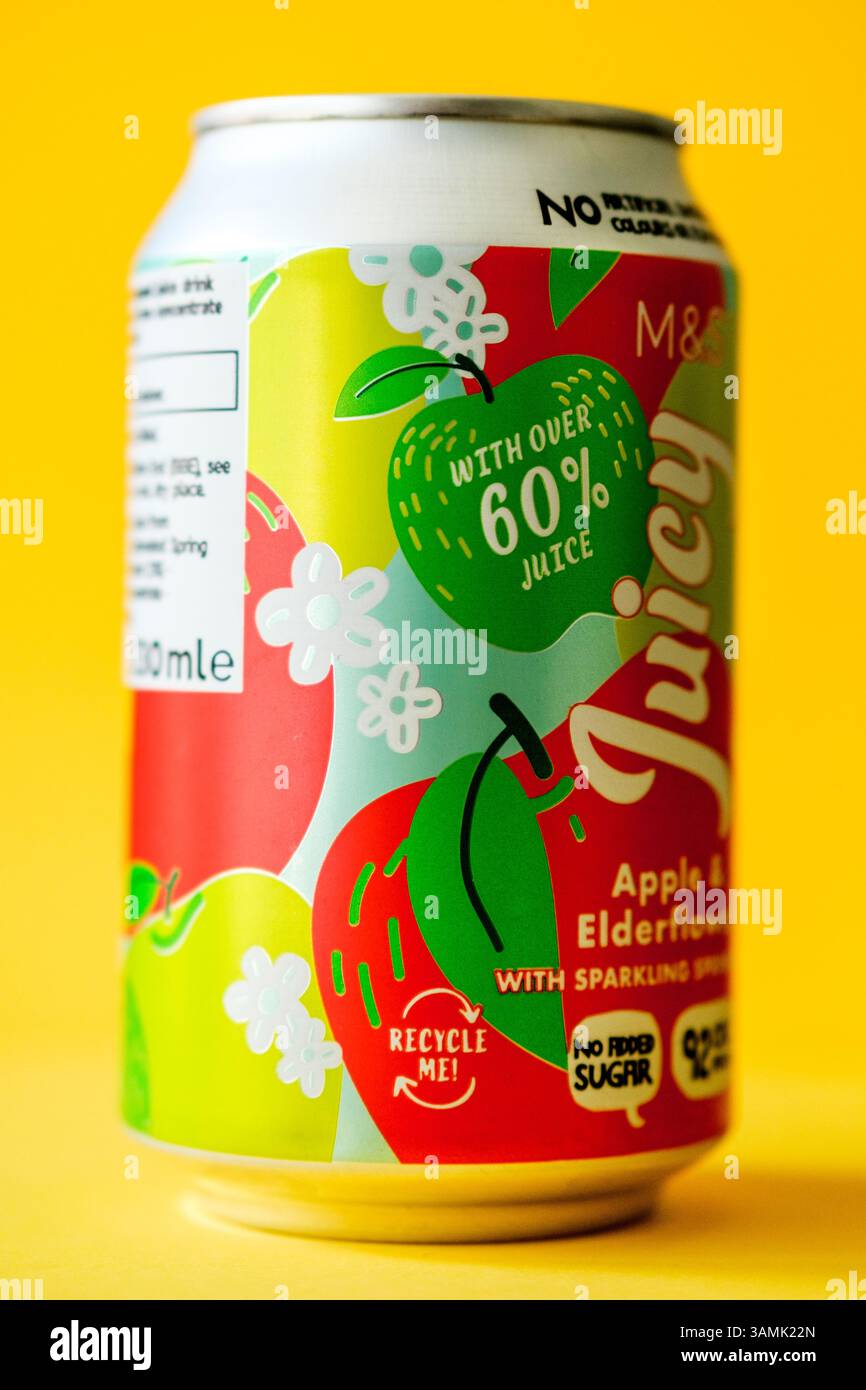 London UK, April 13 2025, Can of Marks and Spencer Apple and ...