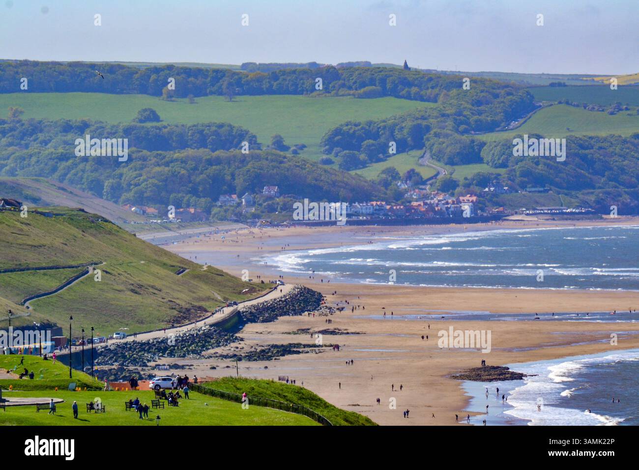 Breathtaking view of Whitby Abbey Beach in Whitby, North Yorkshire, UK ...