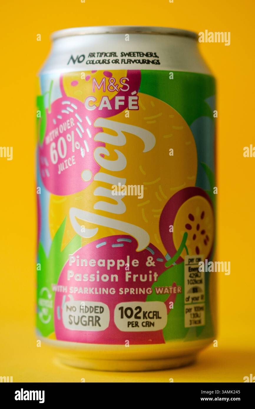 London UK, April 13 2025, Marks and Spencer Juicy Pineapple and Passion ...