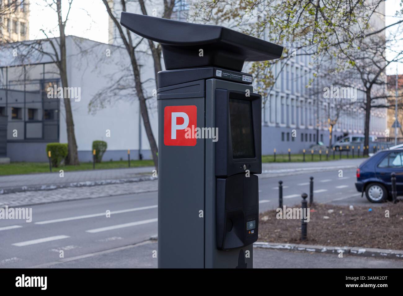 Contemporary parking payment machine with touchscreen and card terminal ...