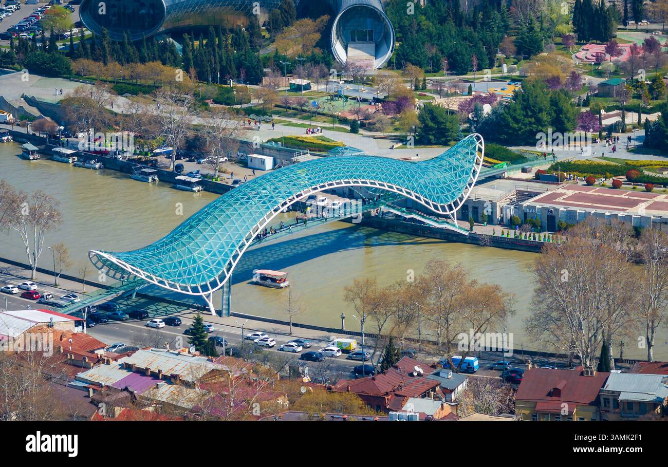 Aerial view of Tbilisi's contemporary side, highlighting the iconic ...