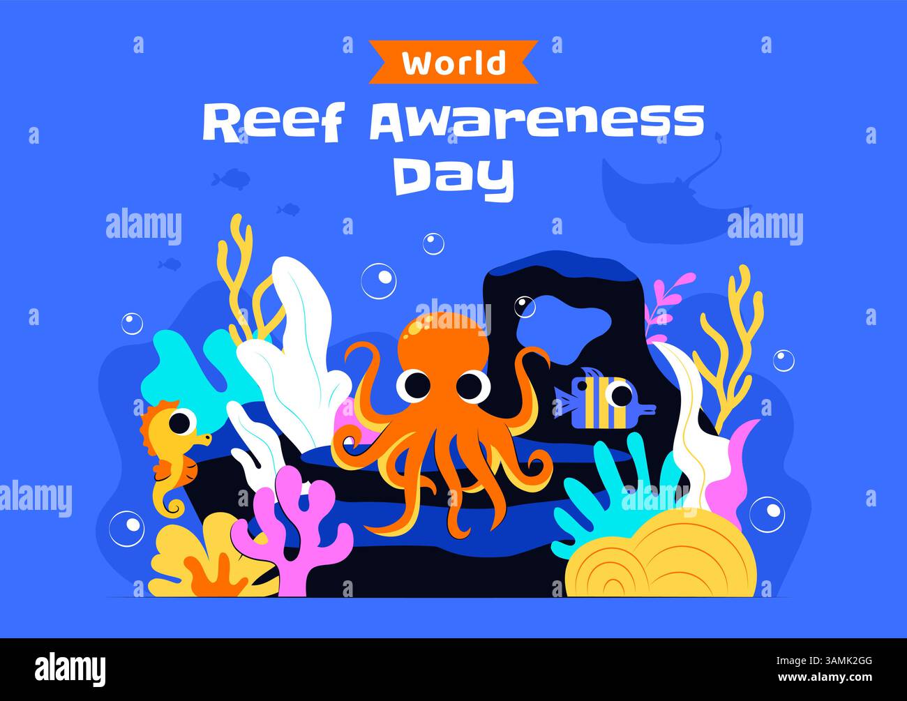 World Reef Awareness Day Vector Illustration on June 1, Featuring ...