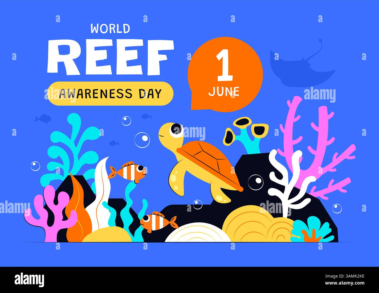 World Reef Awareness Day Vector Illustration on June 1, Featuring ...