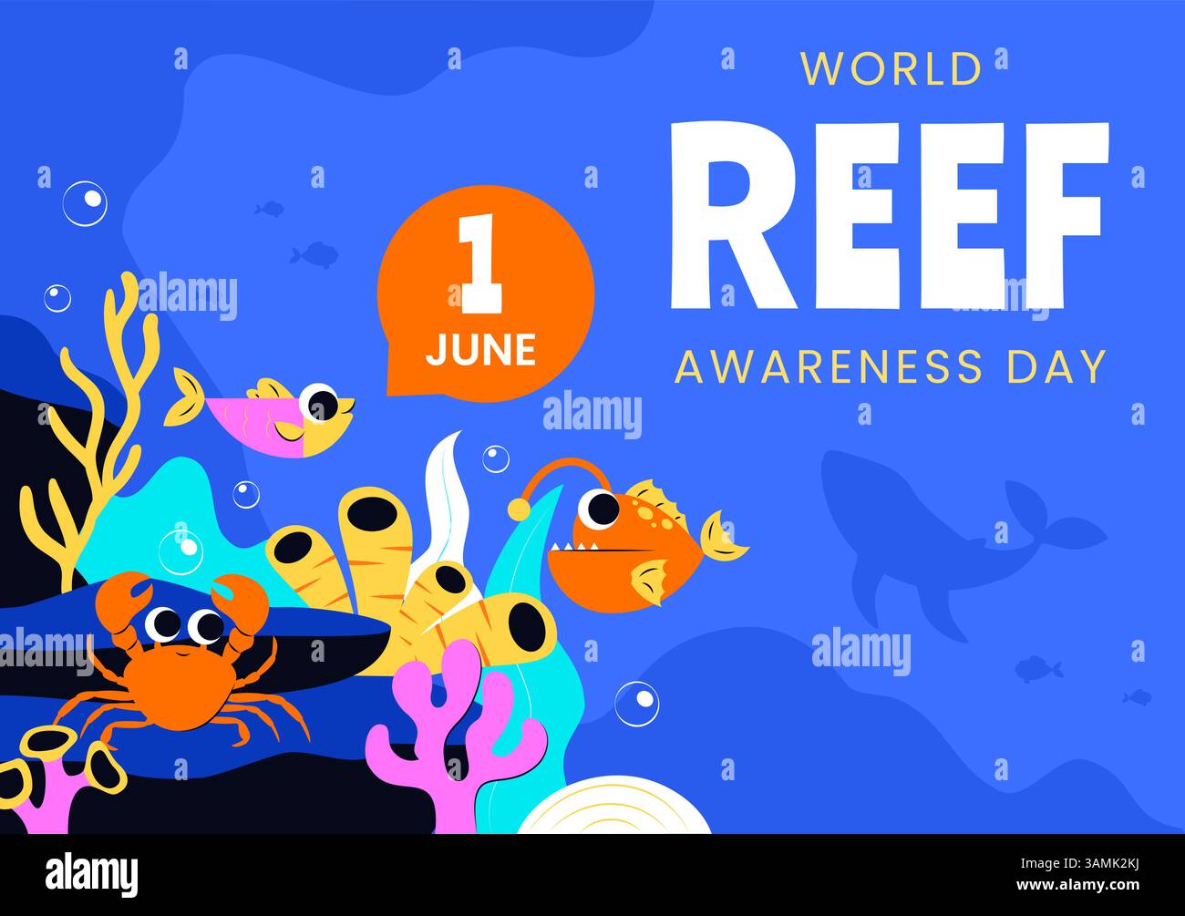 World Reef Awareness Day Vector Illustration on June 1, Featuring ...