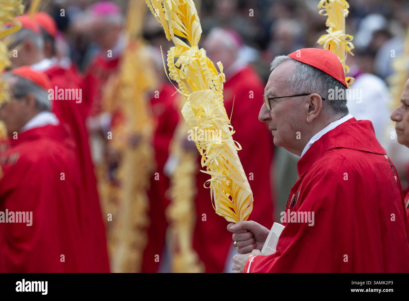 Vatican City, Vatican, 13 April 2025. Cardinal Pietro Parolin attends ...