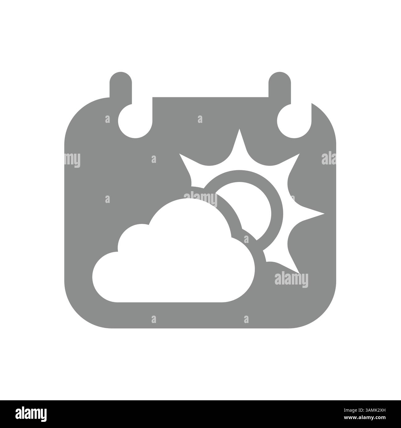 Calendar with sun and cloud vector icon. Meteorology, climate and ...