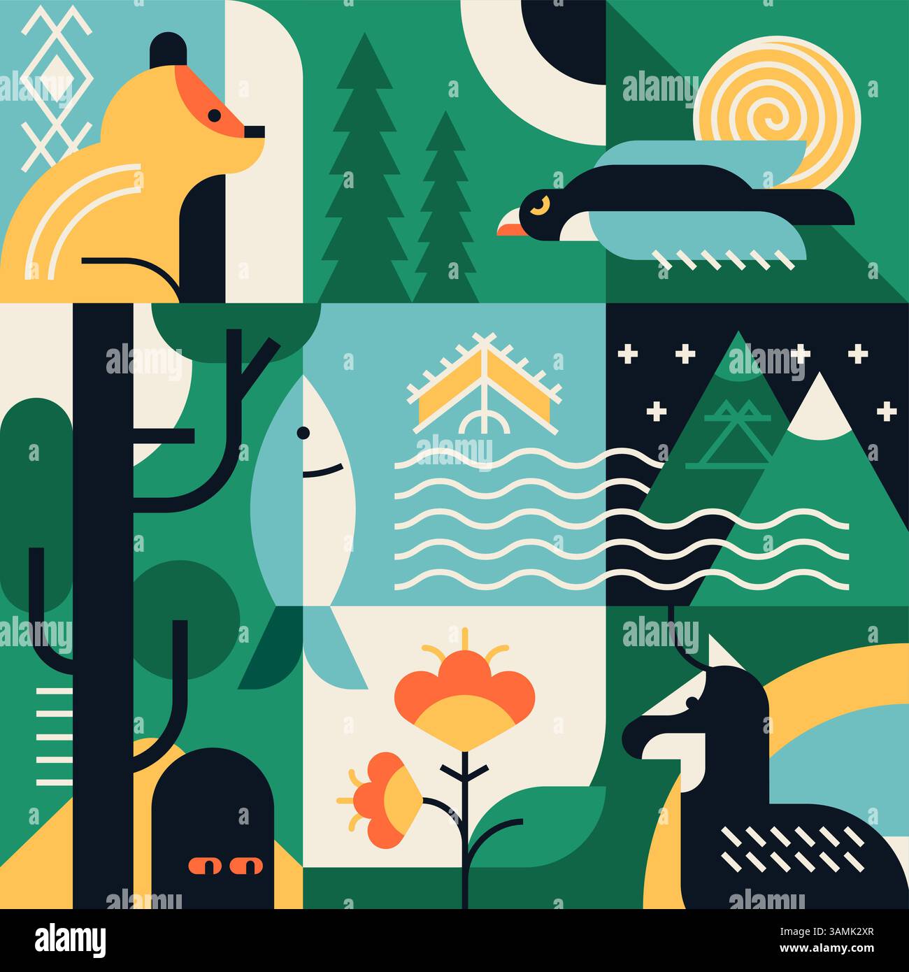 Wildlife reserve - flat design style illustration Stock Vector Image ...