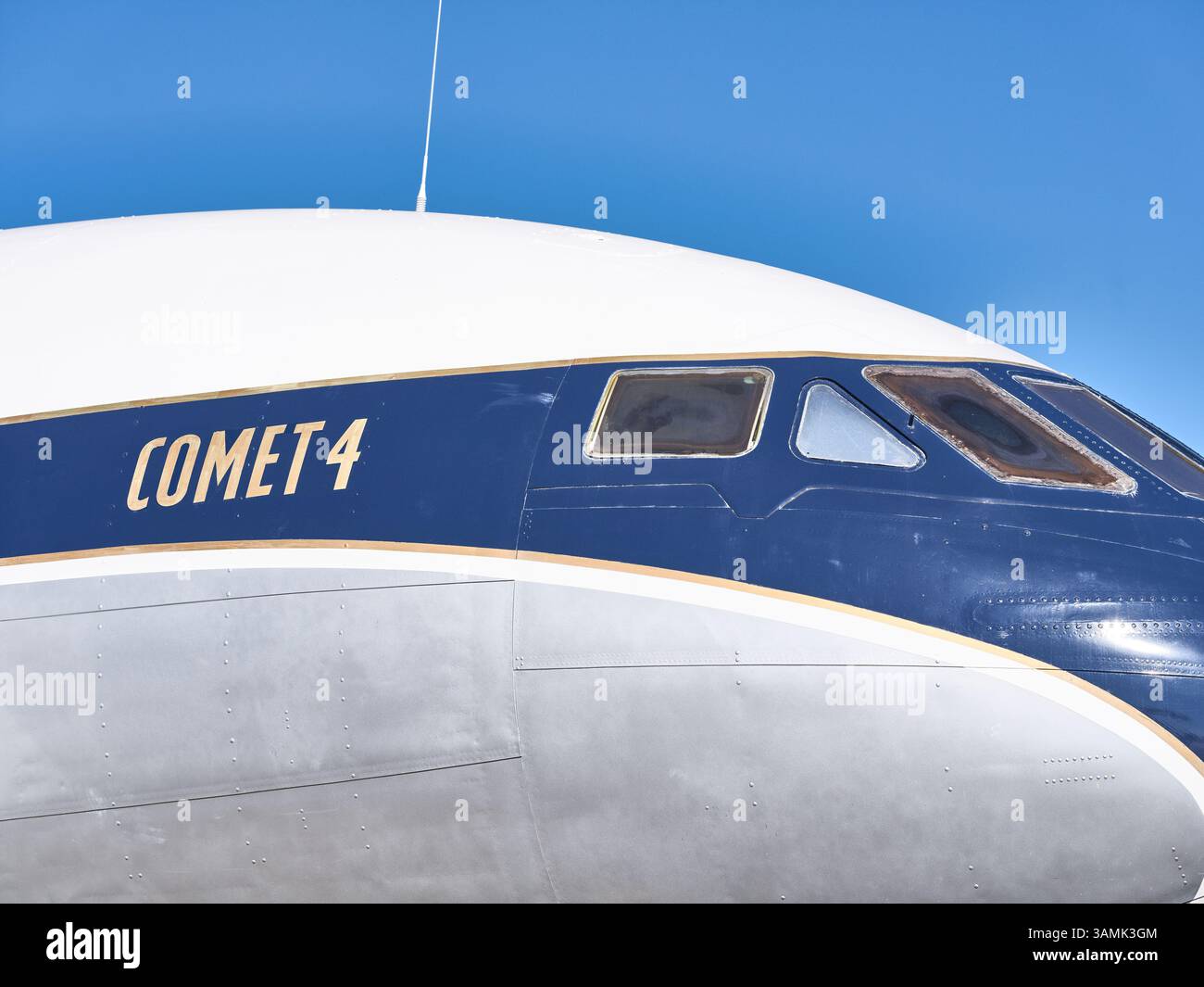 Cockpit of the Comet 4 commercial airplane at the british Imperial War ...