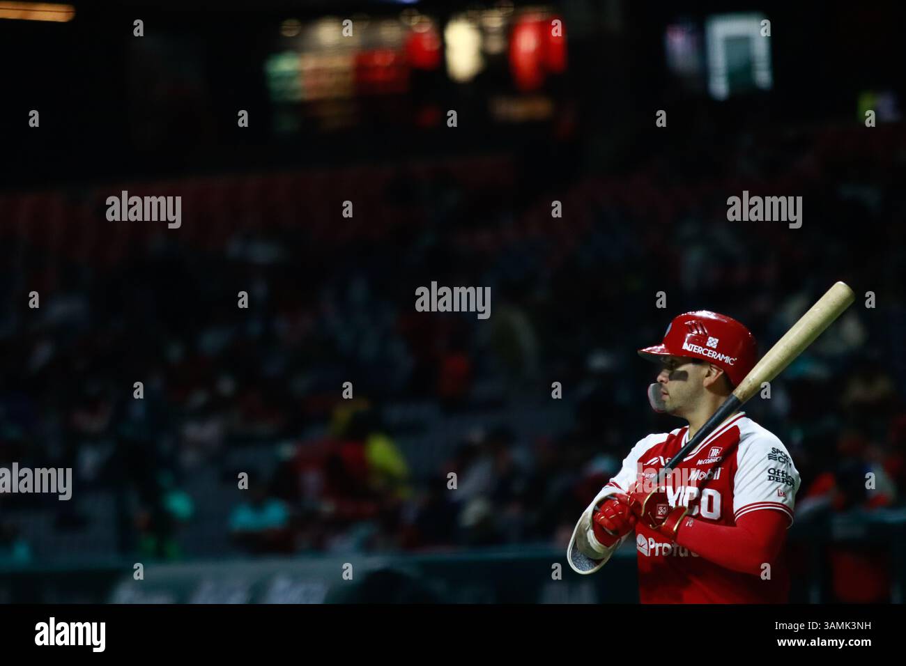 Juan Carlos Gamboa #47 of Diablos Rojos del Mexico at the bat during ...