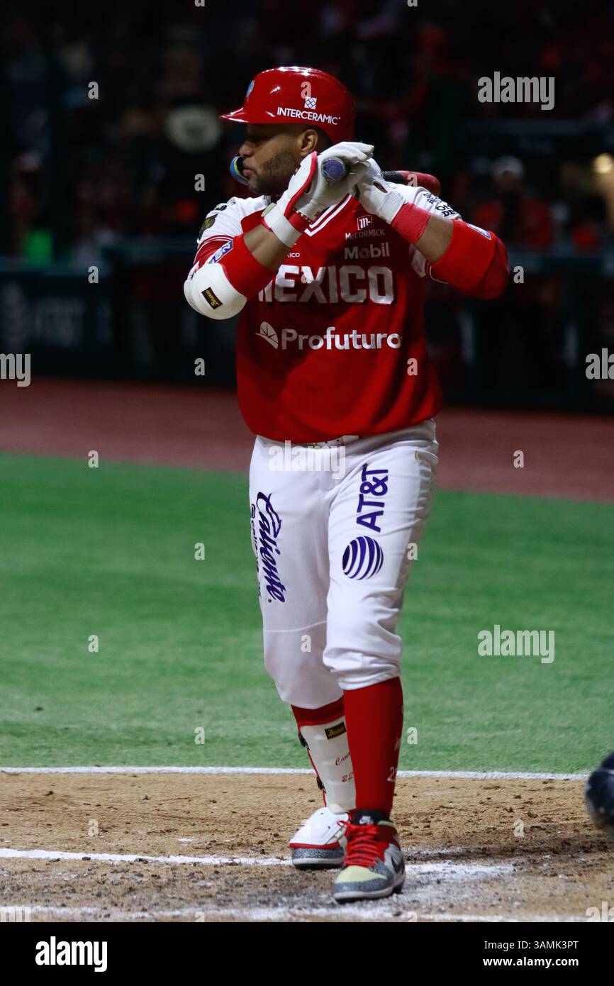 Robinson Canó #22 of Diablos Rojos del Mexico at the bat during the ...