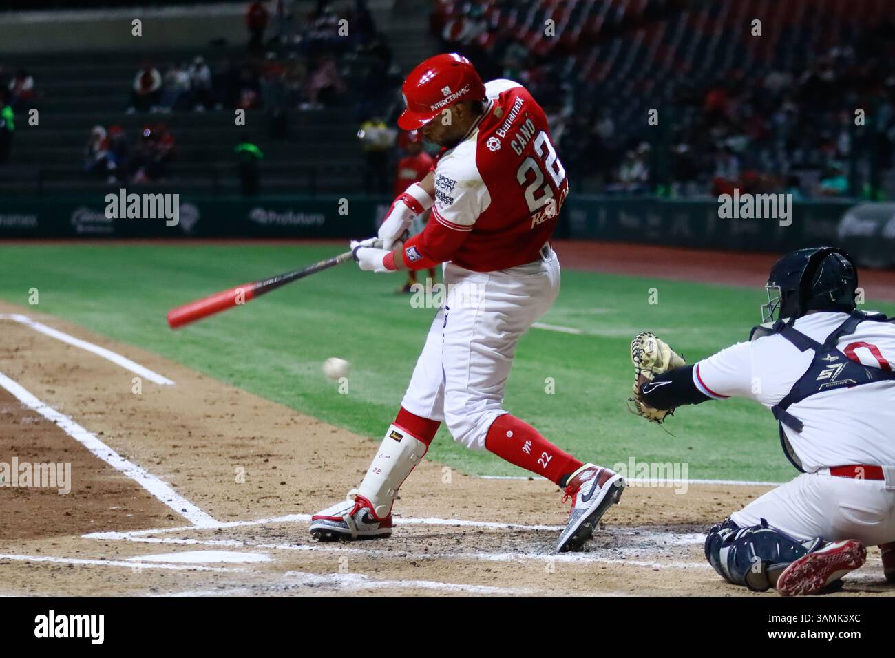 Mexico City, Mexico. 12th Apr, 2025. Robinson Canó #22 of Diablos Rojos ...