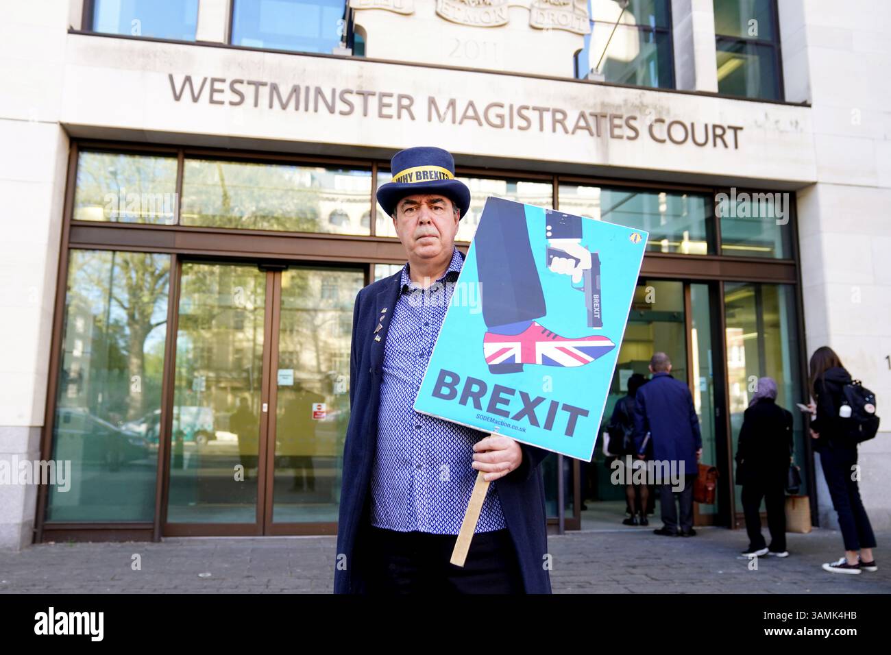 Anti-Brexit protester Steve Bray arrives at Westminster Magistrates ...