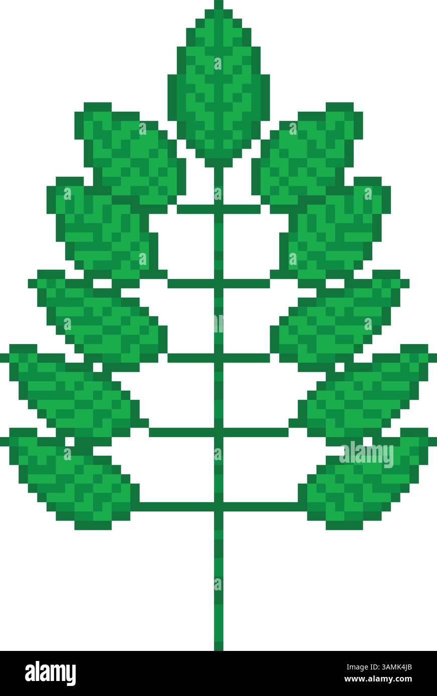 Rowan leaf pixel art. Retro video game style ash-tree leaves icon. 2d ...
