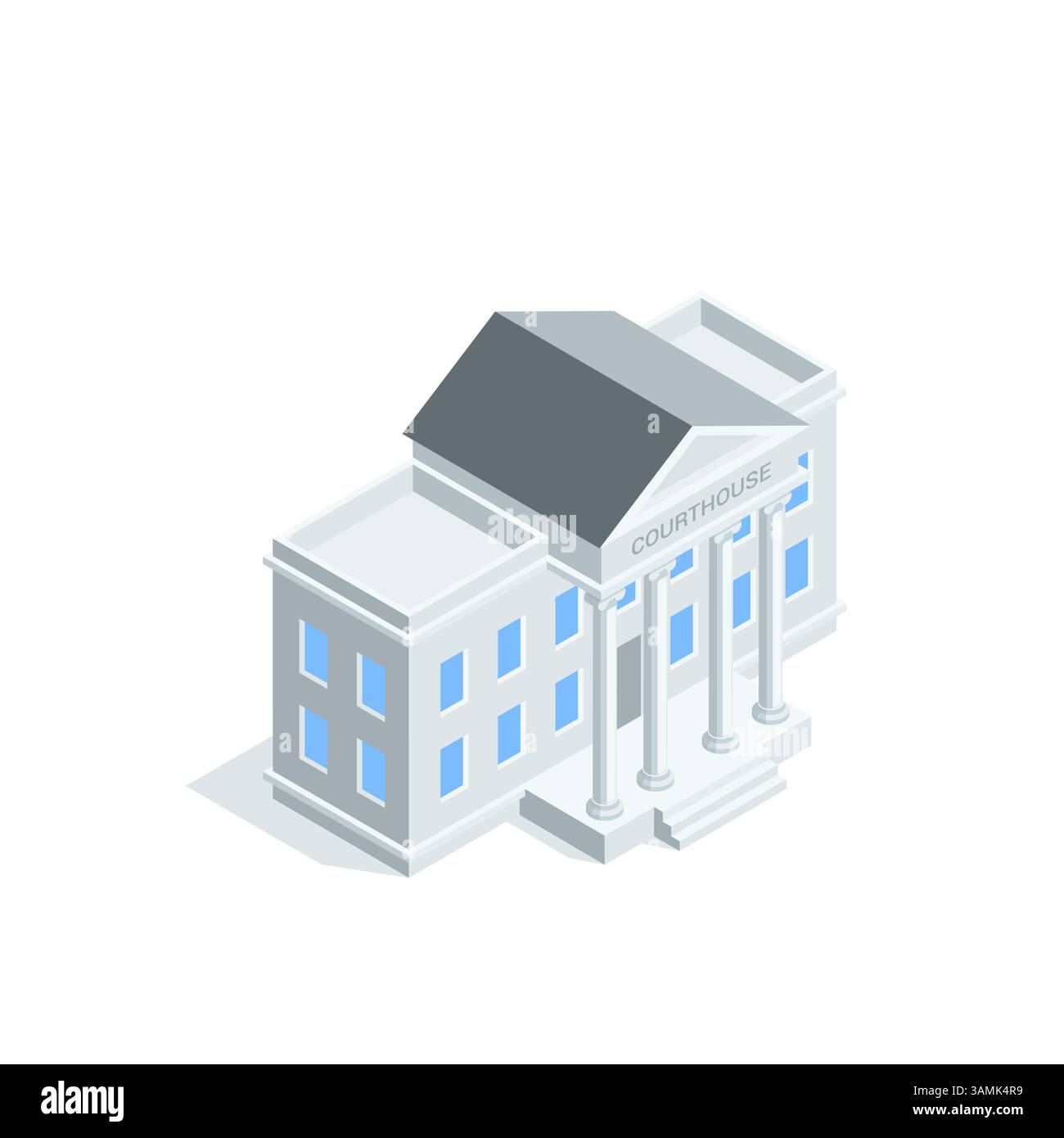 isometric vector courthouse, in color on white background, judicial system and law Stock Vector ...