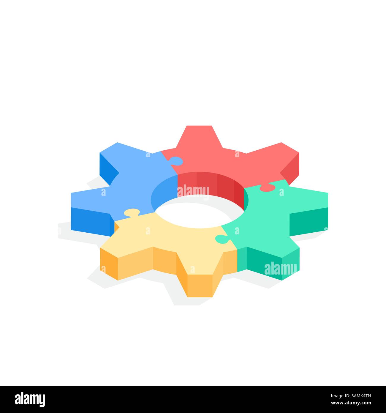 isometric vector puzzle icon in the form of a gear, in color on a white ...