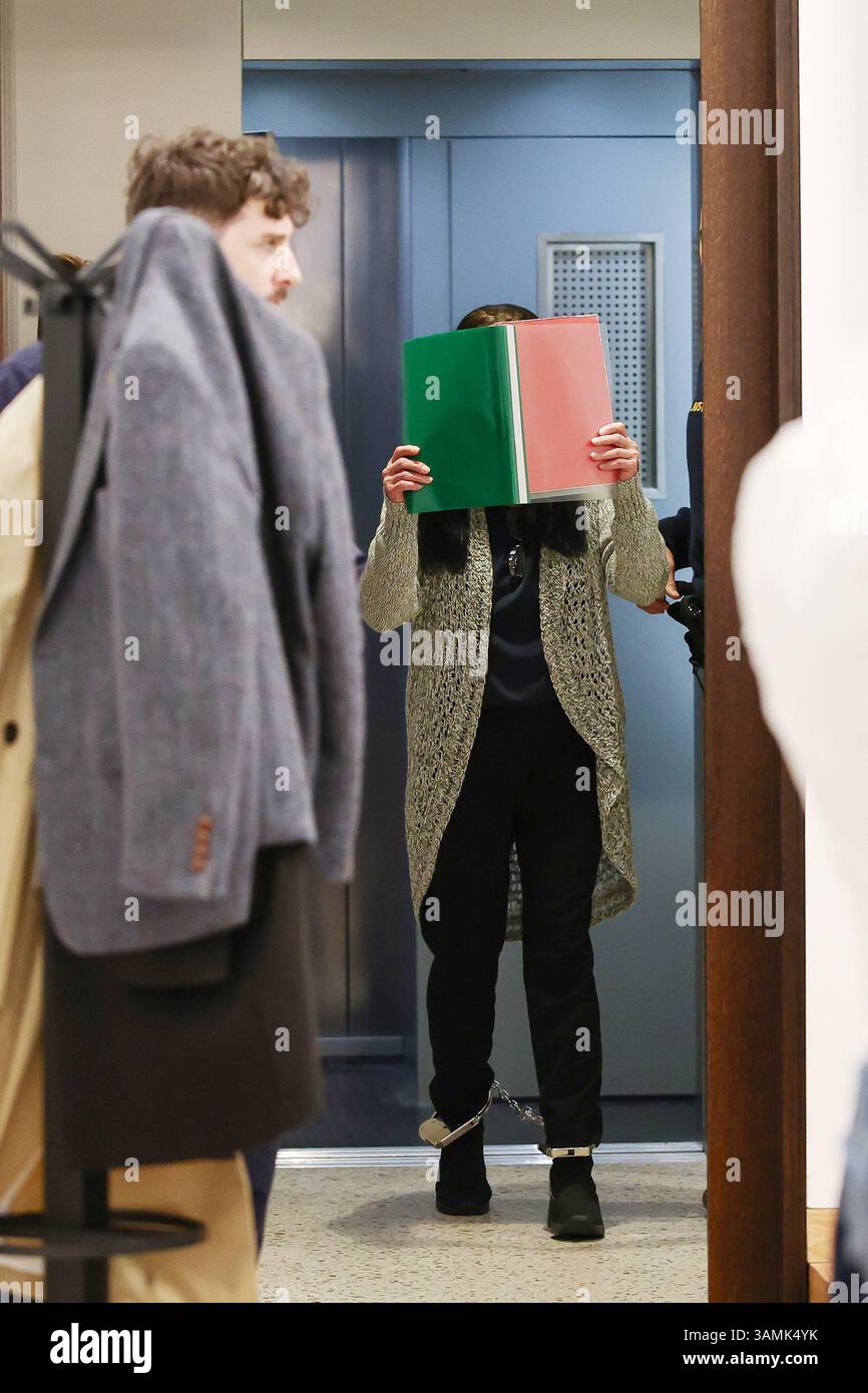 Nuremberg, Germany. 14th Apr, 2025. The manager of a care company, who is charged with ...