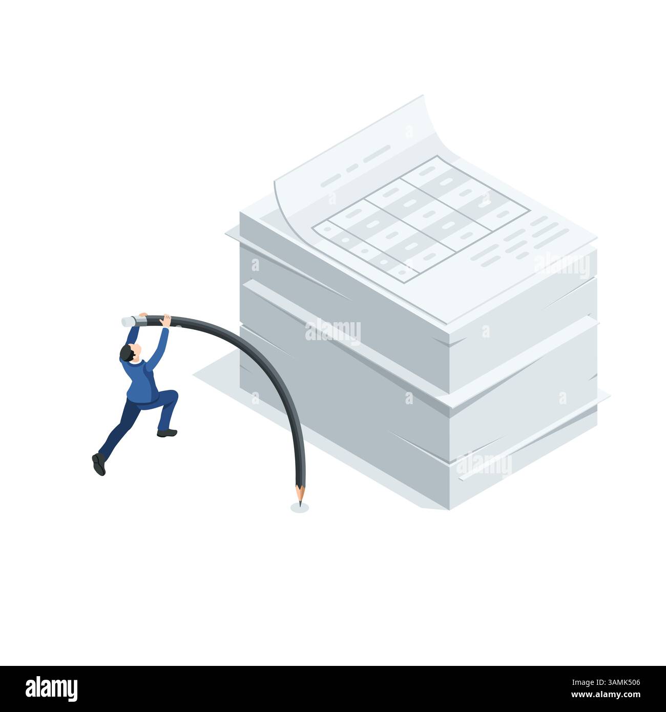 isometric vector business man makes a jump up with a pole in the form ...
