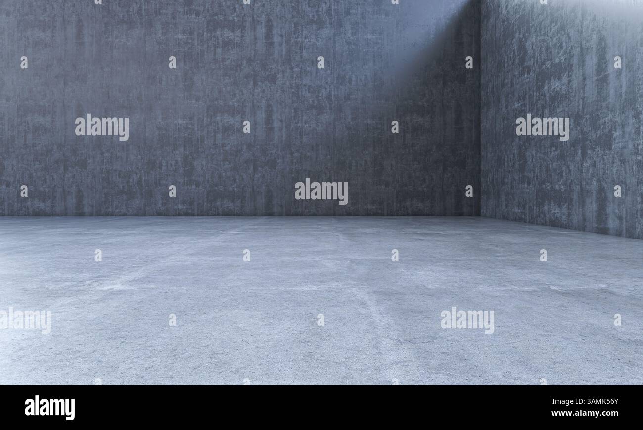 Empty concrete room polished floor modern industrial interior 3d Stock ...