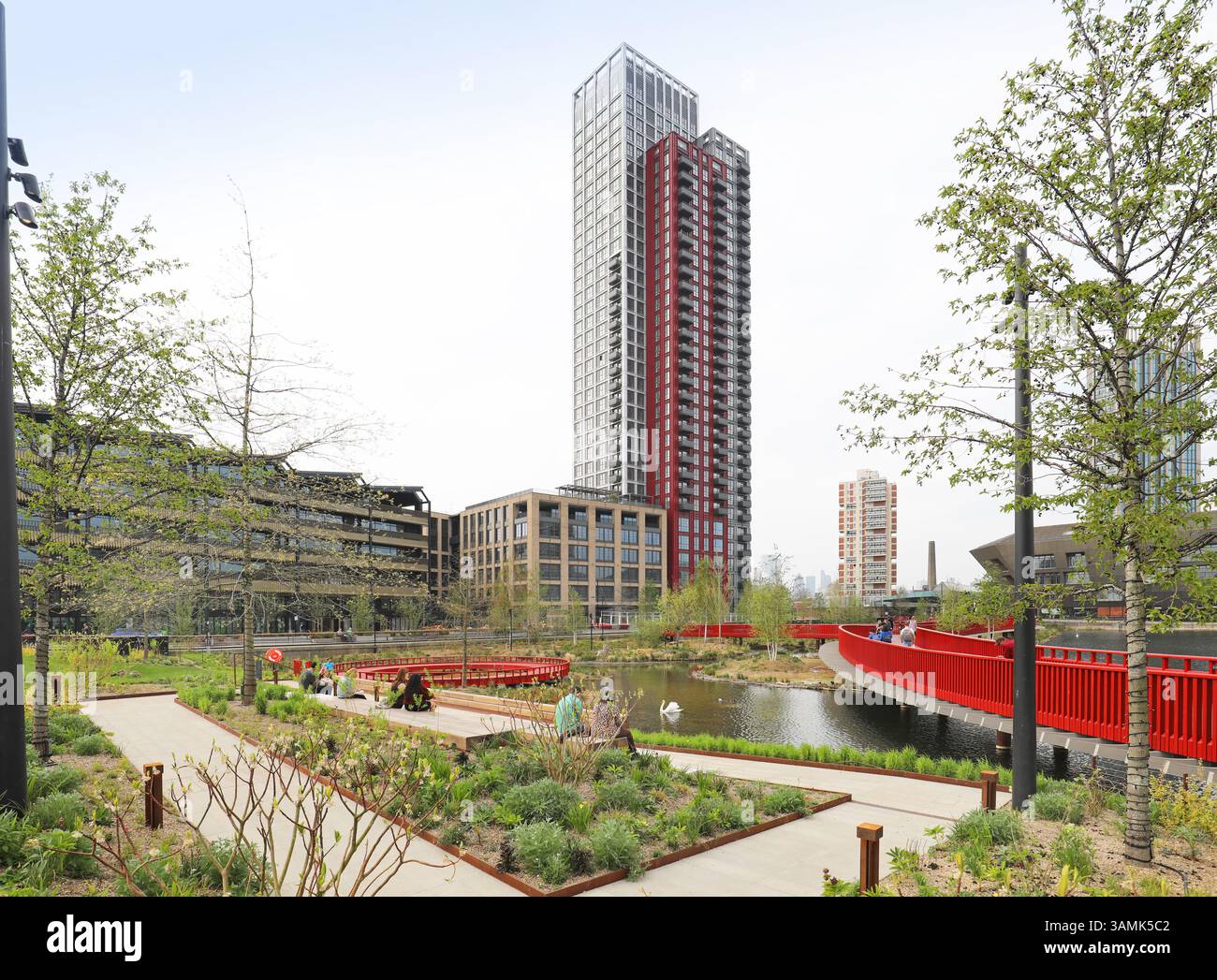 New residential blocks at Canada Water, London SE16, April 2025. Shows ...