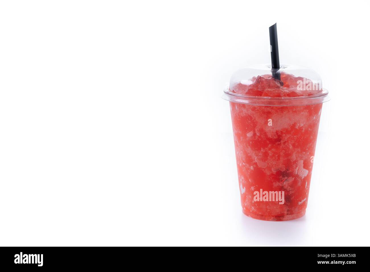 Red strawberry slushie isolated on white background Stock Photo - Alamy