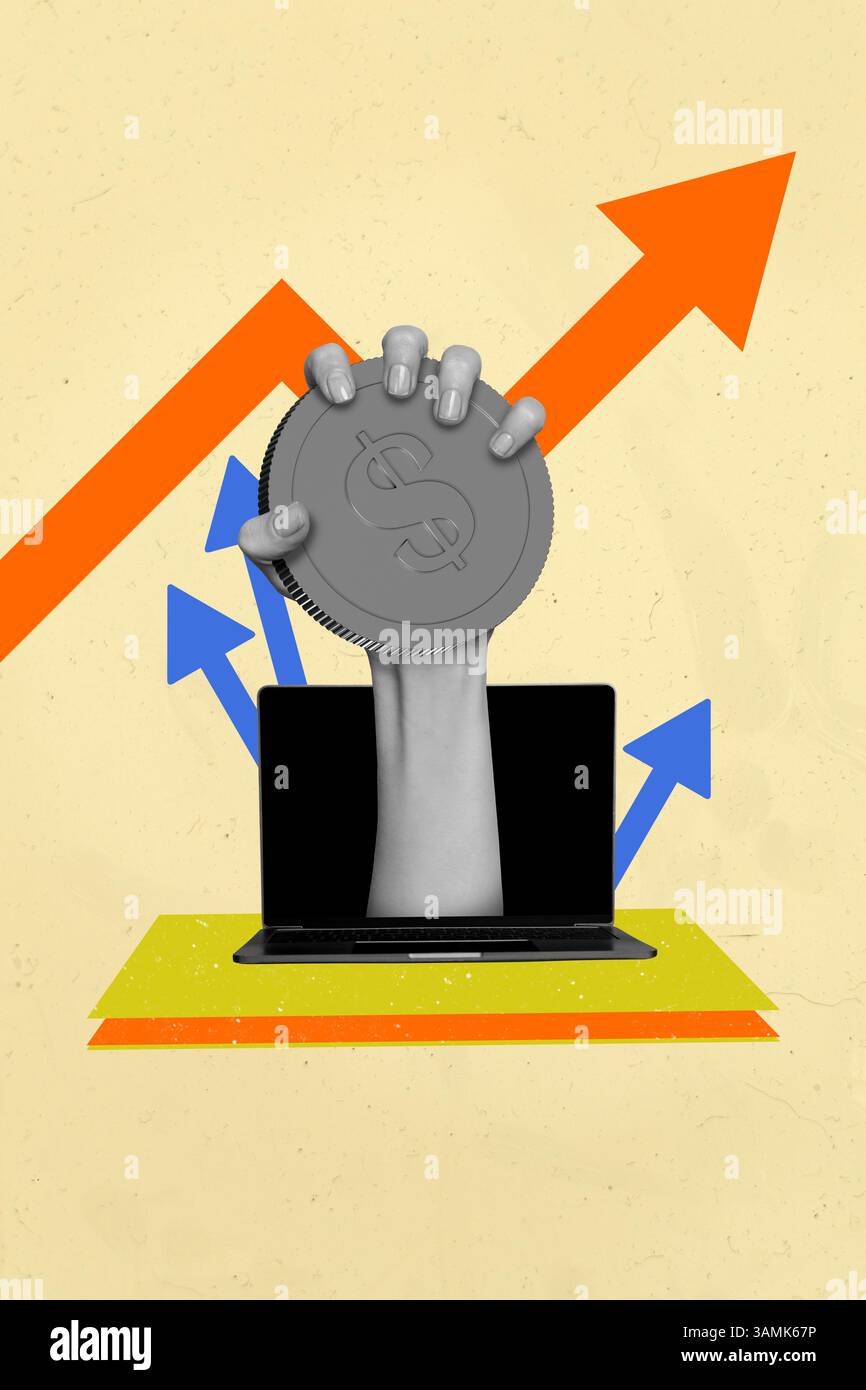 Poster mockup collage of person with object on yellow background have ...