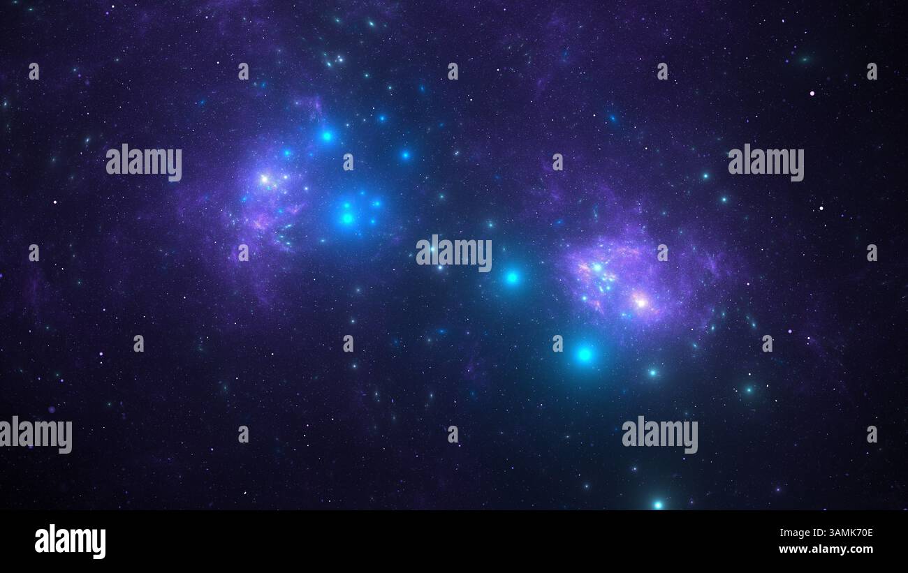 Bright nebulae radiate energy and color across the vast night sky ...