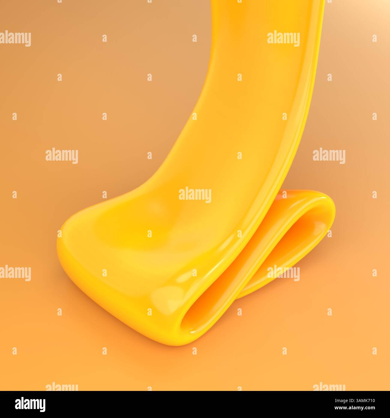 Bright yellow slime is stretching and oozing slowly across a smooth ...
