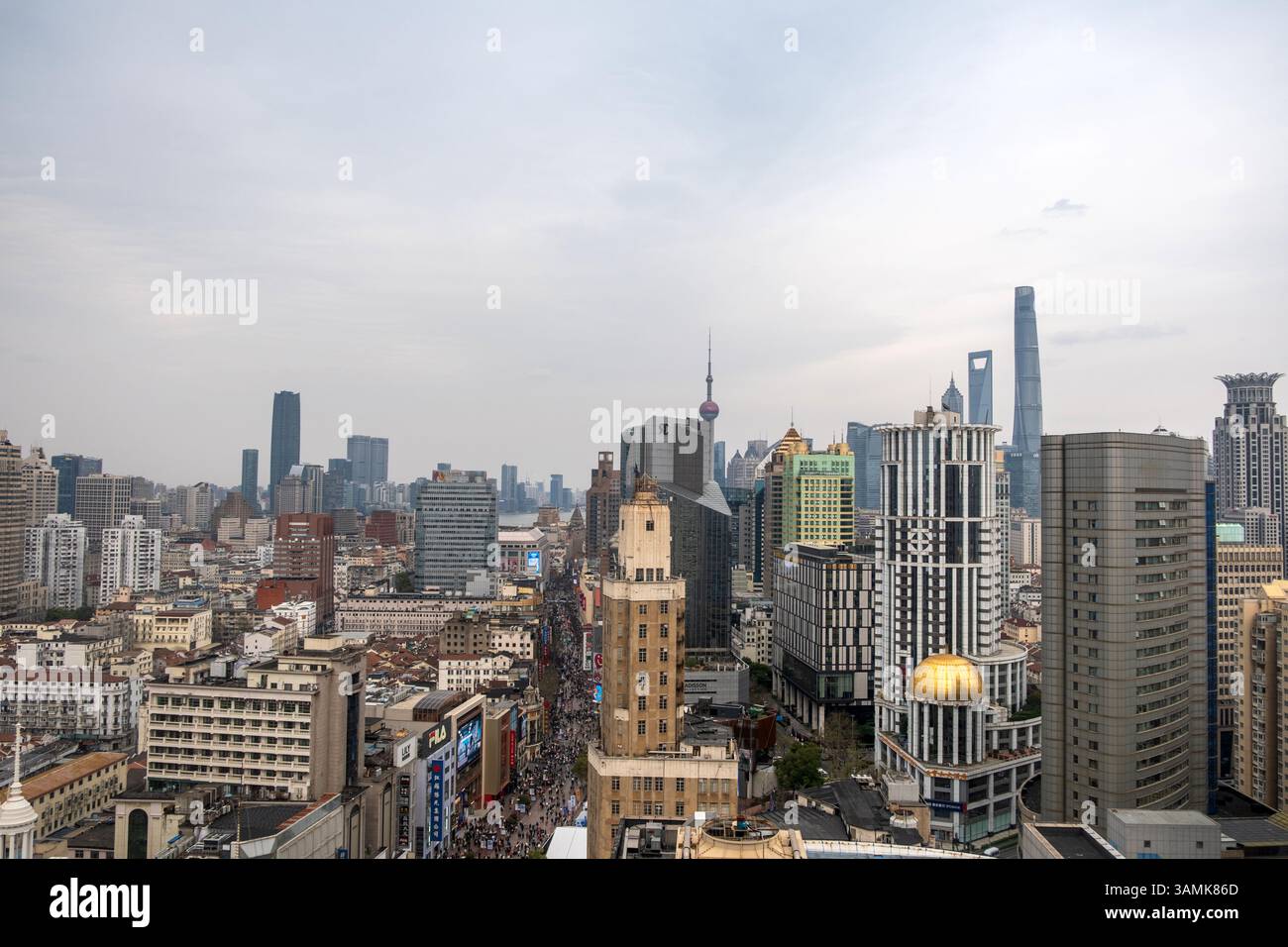 March 29, 2025. China, Shanghai central cityscape, historic ...