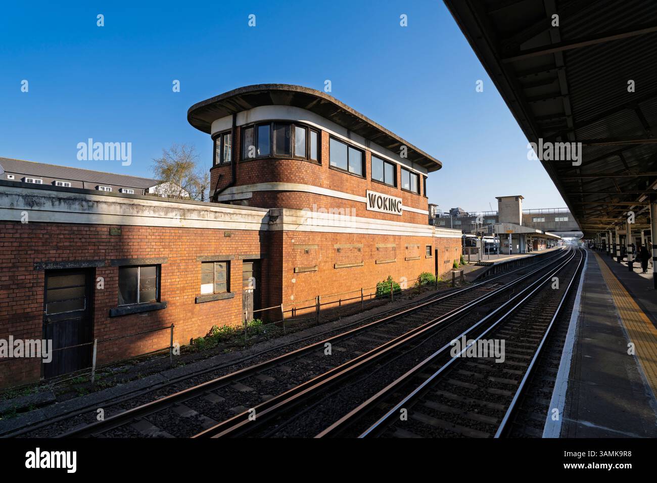 The disused redbrick signal box at Woking station used from 1937 to ...