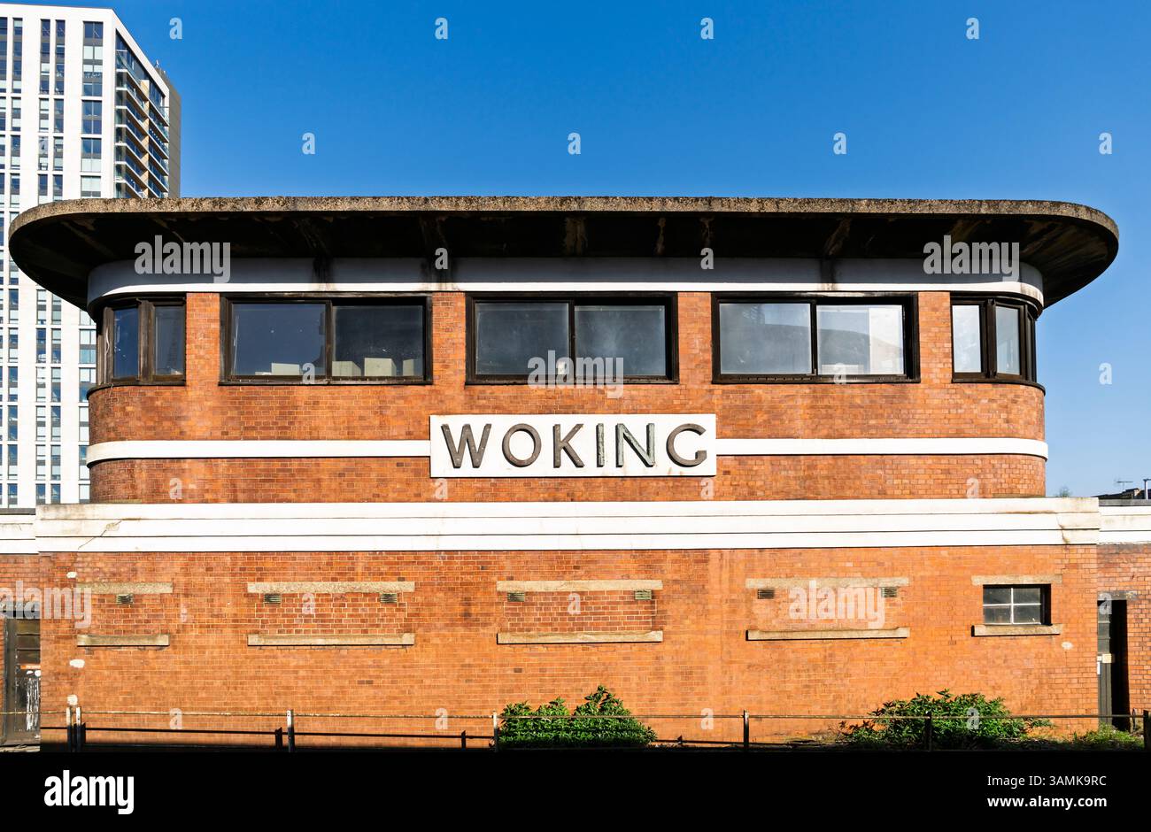 The disused redbrick signal box at Woking station used from 1937 to ...