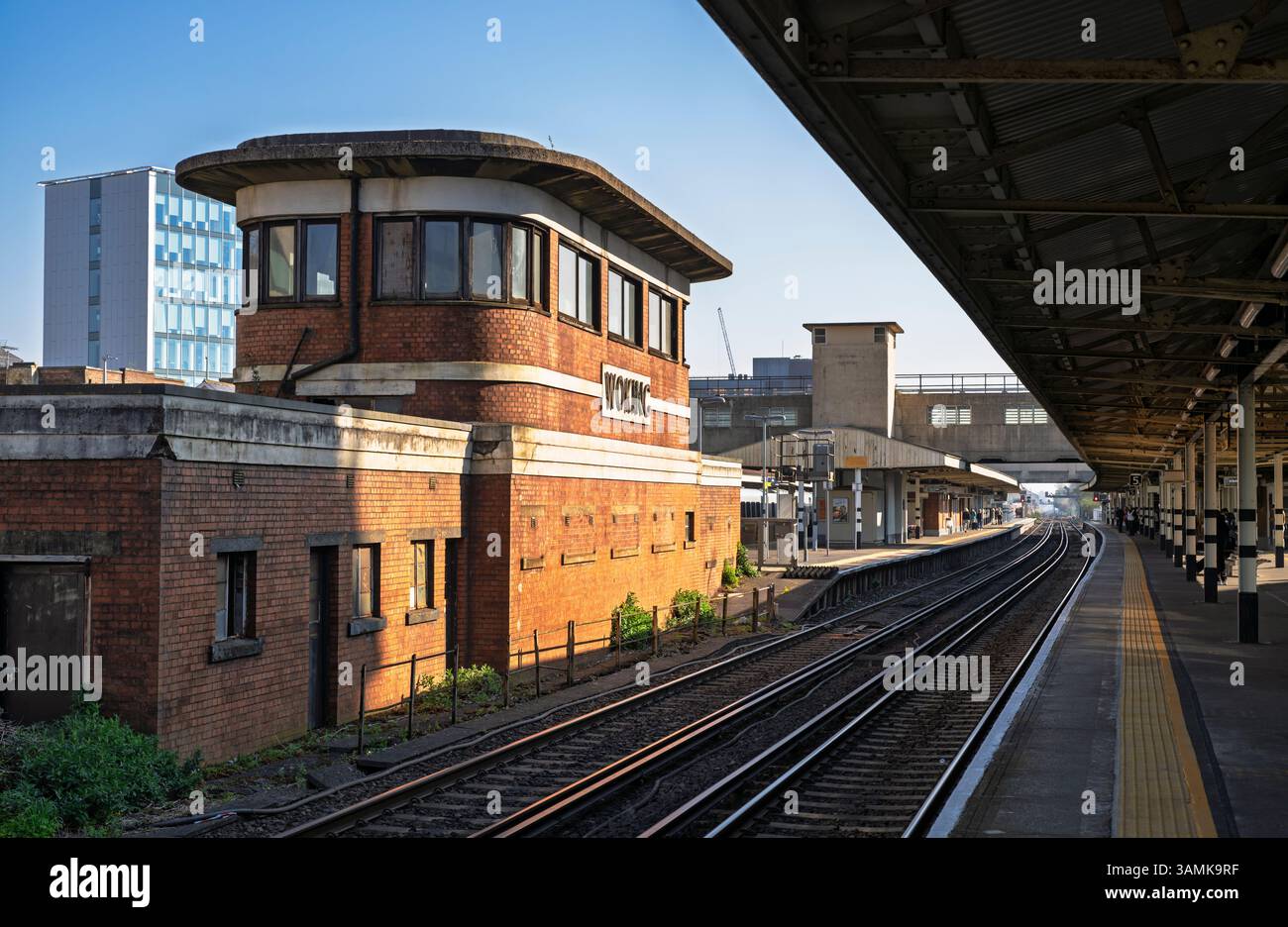 The disused redbrick signal box at Woking station used from 1937 to ...