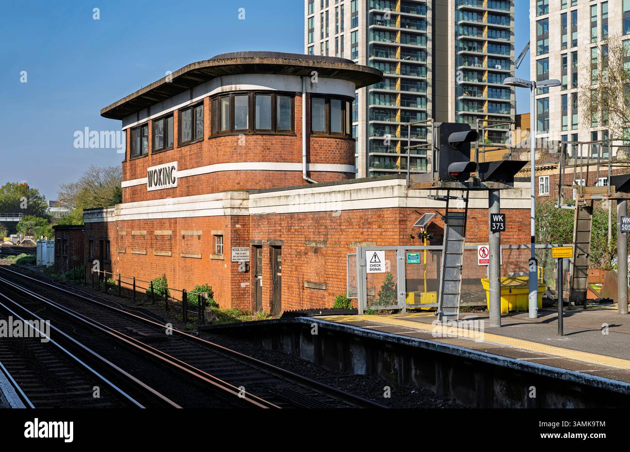 The disused redbrick signal box at Woking station used from 1937 to ...